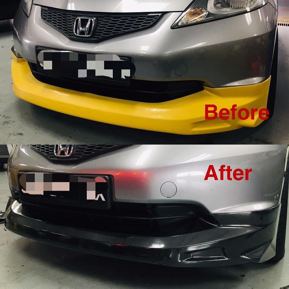 Honda Fit front lip wrap CF, Car Accessories, Accessories on Carousell