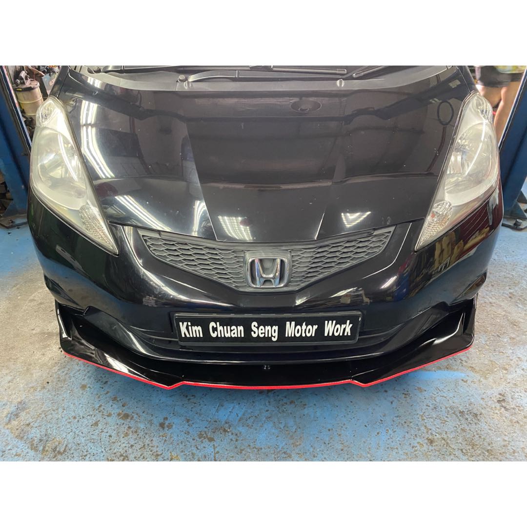 HONDA FIT GE6 BLACK WITH RED TRIM FRONT LIP AND SIDE SKIRT, Car ...