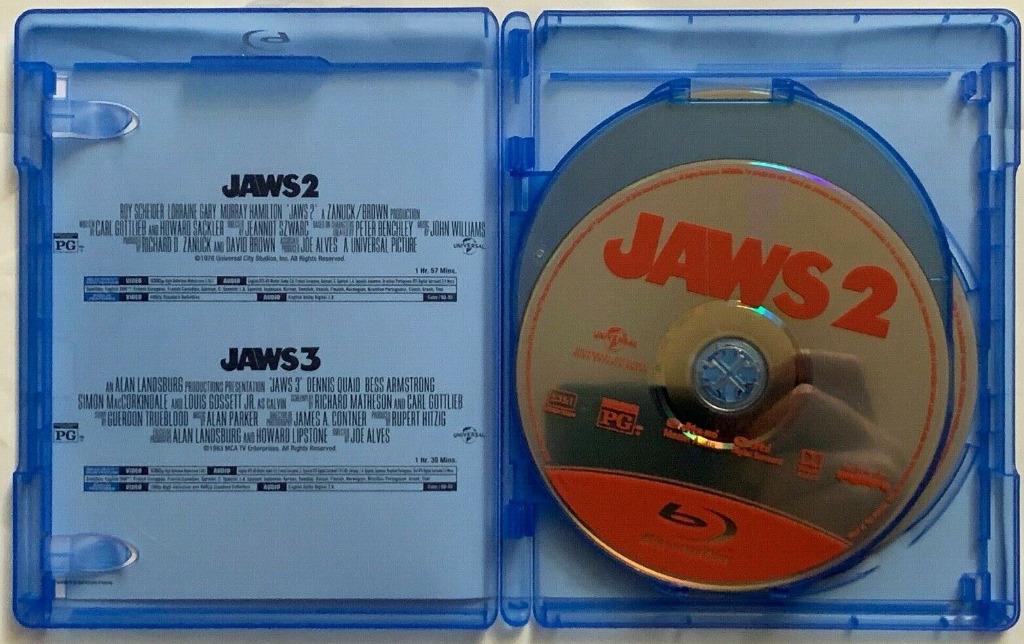 JAWS 3 MOVIE COLLECTION BLU RAY 3 DISC SET JAWS 2 JAWS 3 JAW'S THE ...