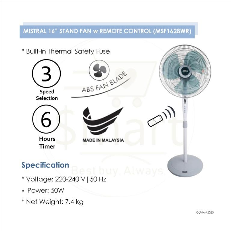 Mistral 16" Stand Fan [MSF1628W / MSF1628WR] *Made in Malaysia ...