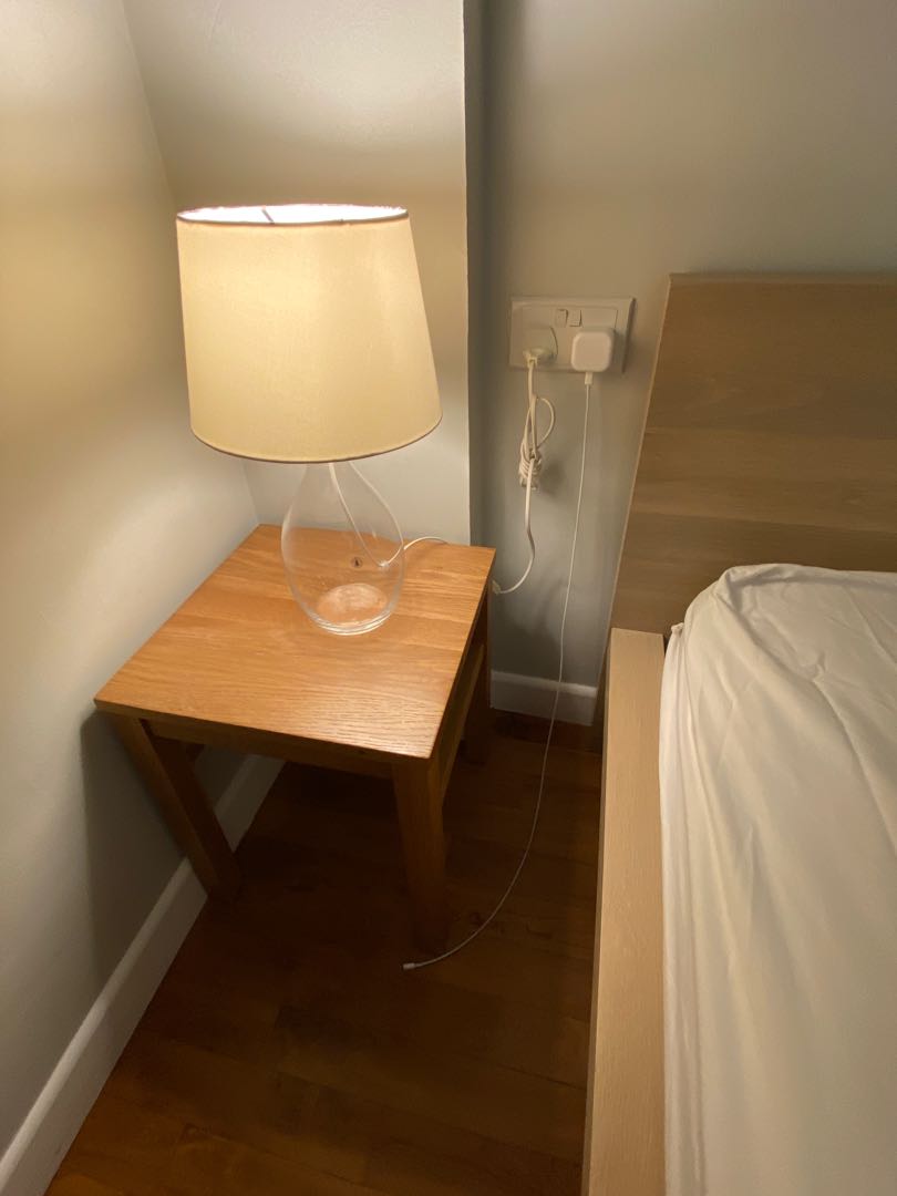 Muji bedside table - solid wood x2, Furniture & Home Living, Furniture ...