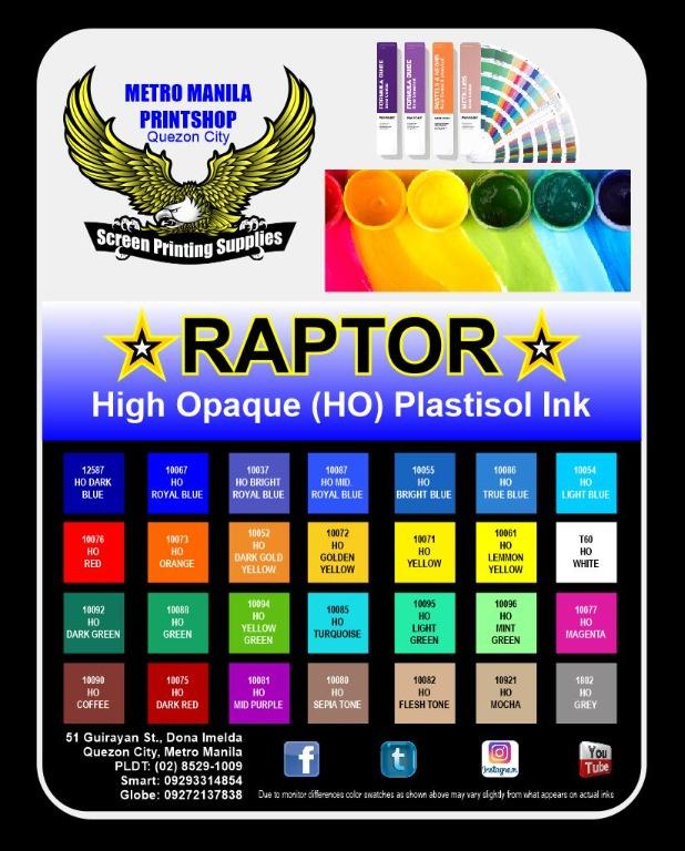 1204 BLACK GLOSS PLASTISOL PROCESS/CMYK INKS, Hobbies & Toys ...