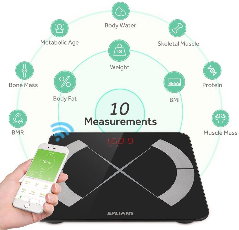 日版 全新 EPLIANS bluetooth 智能脂肪磅 藍牙連接手機 體脂磅 電子磅 日本進口 SMART Body Composition Scale, 健康及營養食用品, 按摩紓緩用品 ...