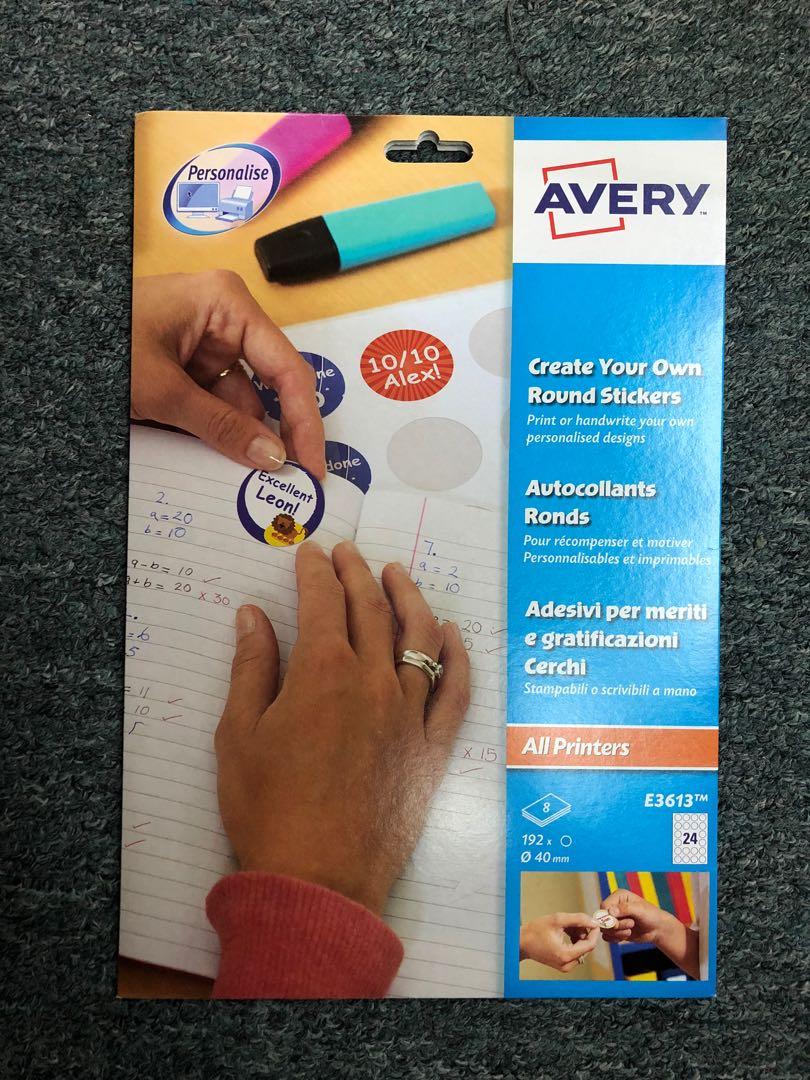 AVERY, Round sticker model: E3613 ( 8 sheet per pack), Hobbies & Toys ...