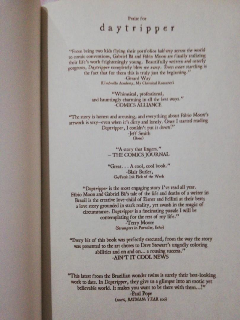 Daytripper Graphic Novel by Fabio Moon and Gabriel Ba, Hobbies & Toys ...