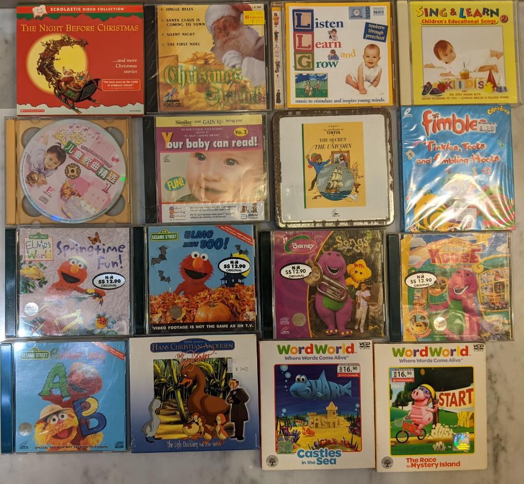 Miscellaneous CDs, VCDs, DVDs for Kids - Barney, Tintin, Elmo, Sesame ...
