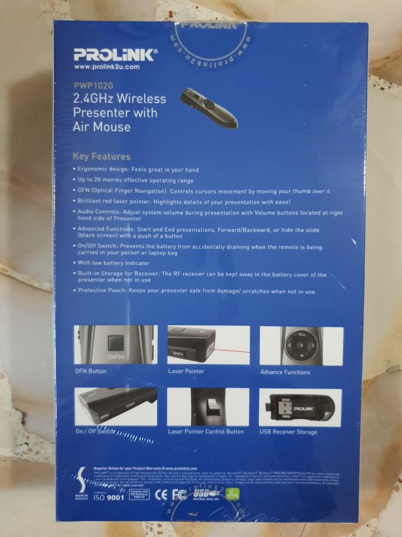 Prolink wireless presenter with air mouse, Electronics, Computer Parts ...