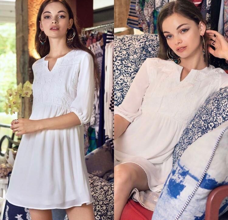 TCL Adela Babydoll Dress Lace Detail Front in White, Women's Fashion ...