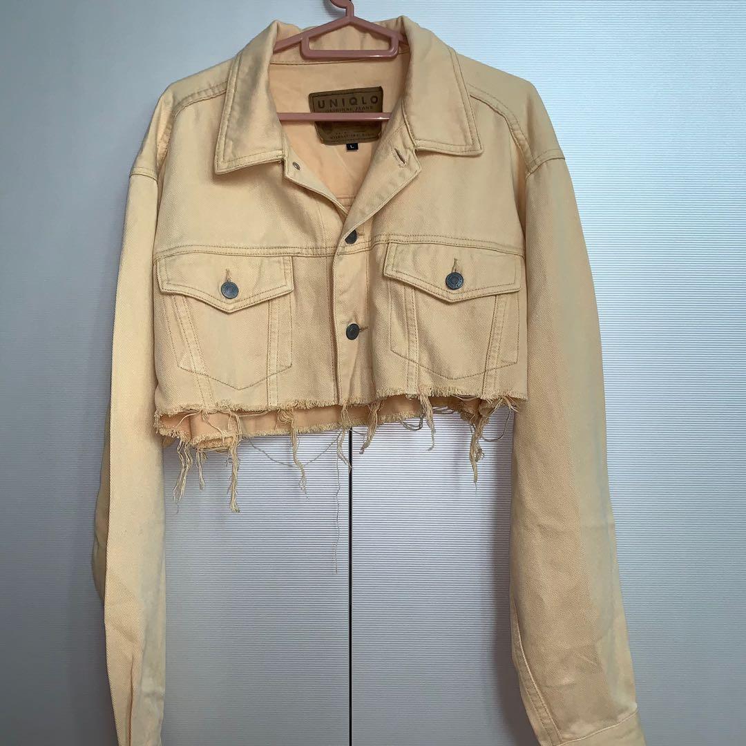 Vintage Uniqlo Yellow cropped denim jacket, Women's Fashion, Coats ...