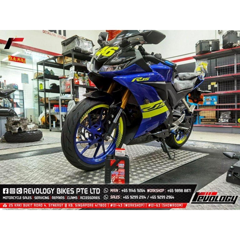 YAMAHA YZF R15 LIQUI MOLY ENGINE OIL SERVICE, Motorcycles, Motorcycle ...