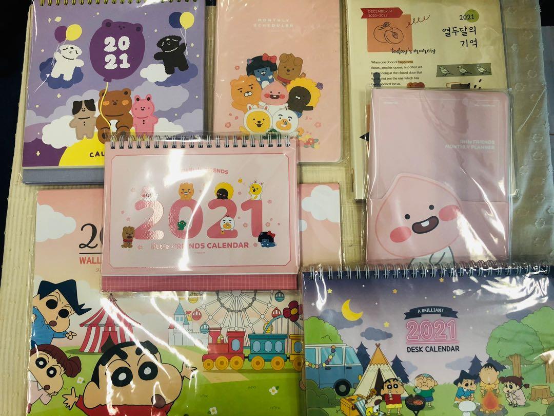 2021年calendar 枱曆掛曆月曆Kakao Ryan Apeach 小新 diary schedule, 書本 & 文具, 文具 ...