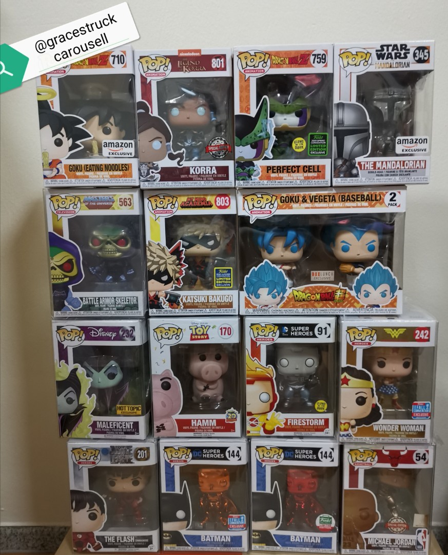 Funko Pop Goku, Korra, Perfect cell, Mandalorian, Battle armor Skeletor ...