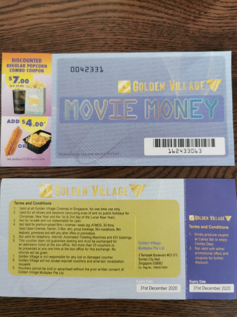 Golden Village Movie Ticket, Everything Else on Carousell