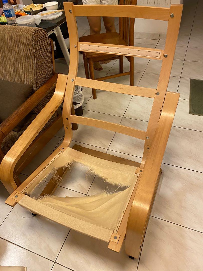 IKEA Poang Chair (with torn canvas base), Furniture, Tables & Chairs on ...