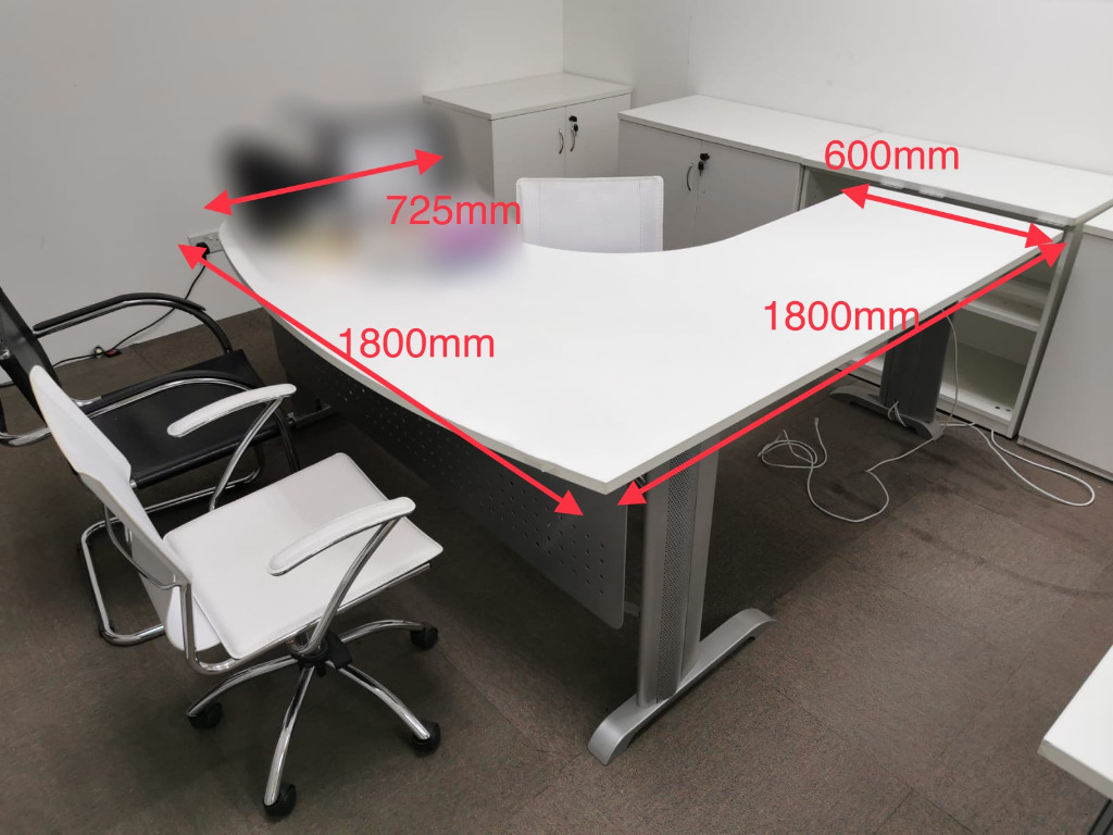 L-Shape Desk/Office Table (White), Furniture & Home Living, Furniture ...