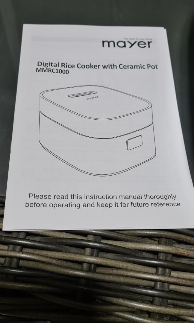 Mayer digital rice cooker with ceramic pot, TV & Home Appliances ...