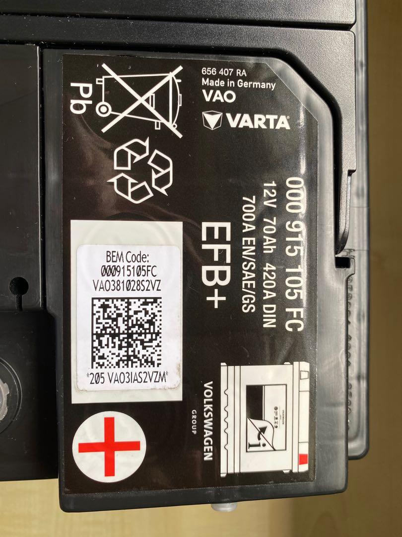 Original VW/Audi Varta EFB+ Car Start-Stop Battery 69Ah, Car ...