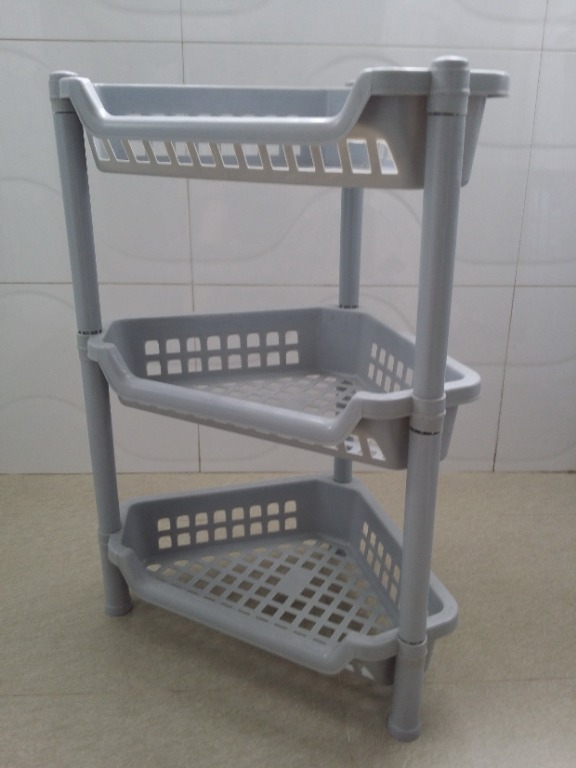 Plastic Corner Shelf Rack 3 Tier, $6, Everything Else on Carousell