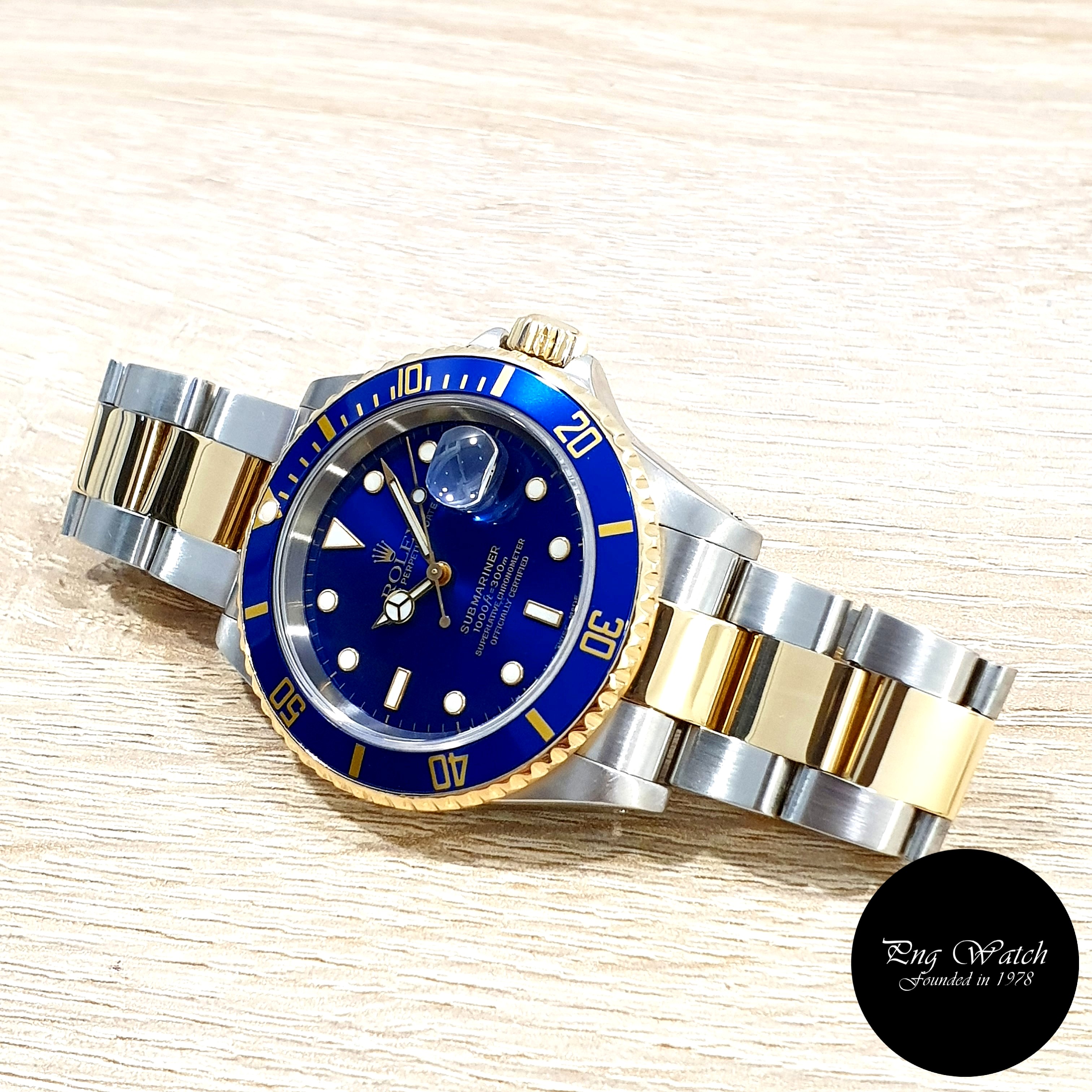 (NOT AVAILABLE) Rolex OP 18K Half Gold Blue Submariner Date REF: 16613 ...