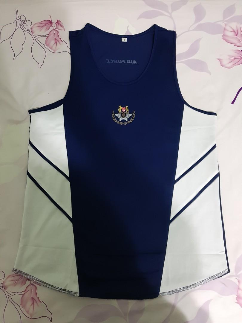 RSAF Air Force PT Army SAF Running Singlet Blue S, Men's Fashion, Tops ...