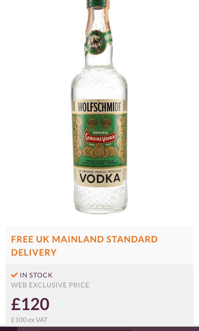 Wolfschmidt Vodka 750ml, Food & Drinks, Alcoholic Beverages on Carousell