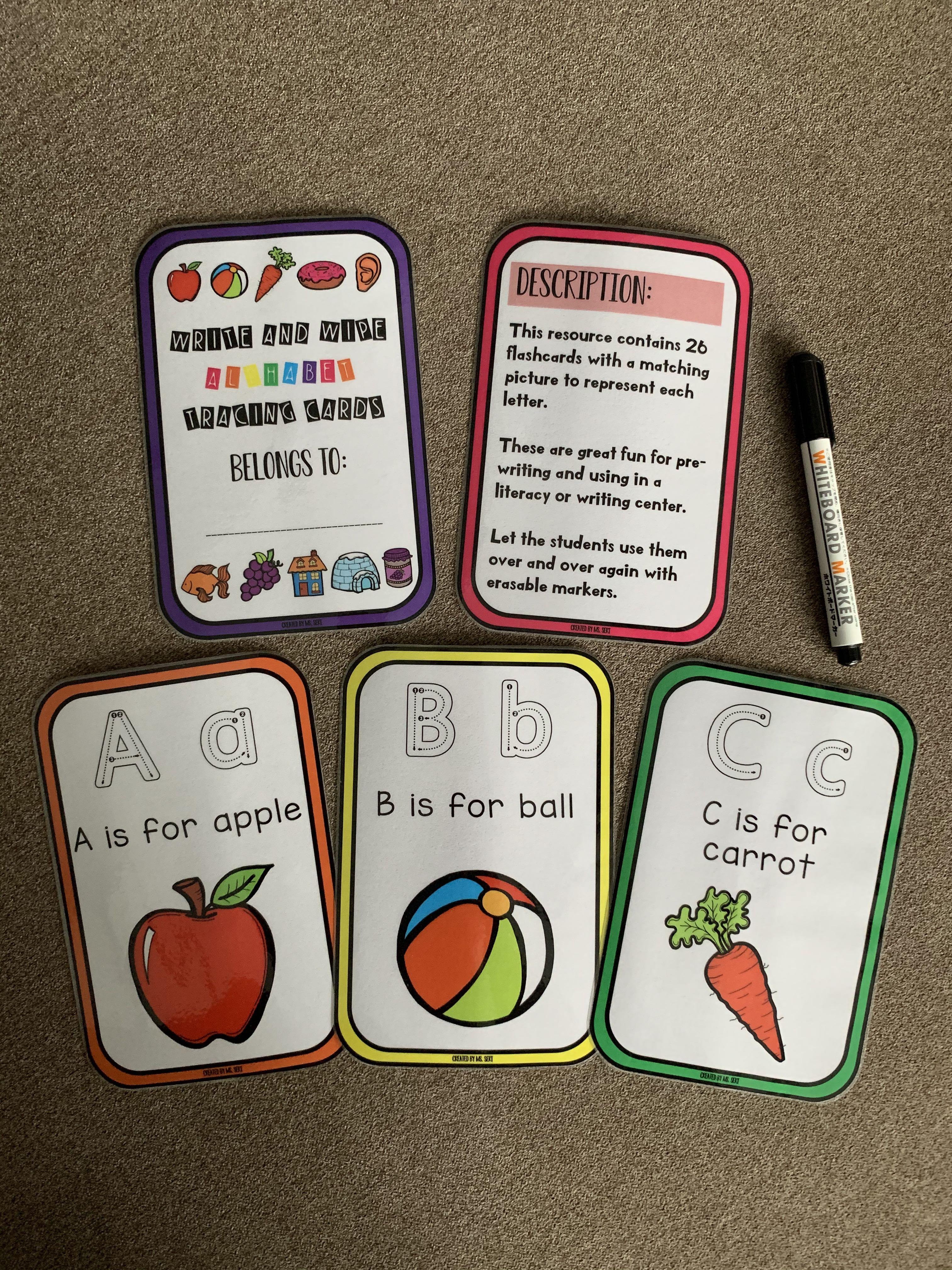 Write & Wipe Alphabet Tracing Cards, Hobbies & Toys, Books & Magazines ...