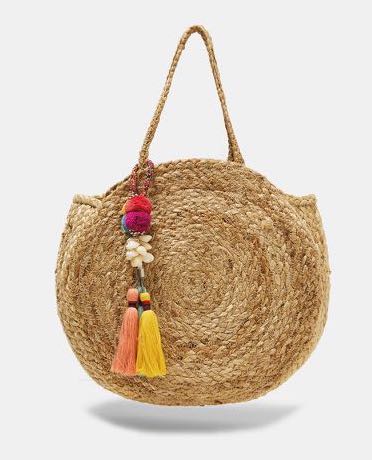 ZARA - raffia bag with colorful poms keychain, Women's Fashion, Bags ...