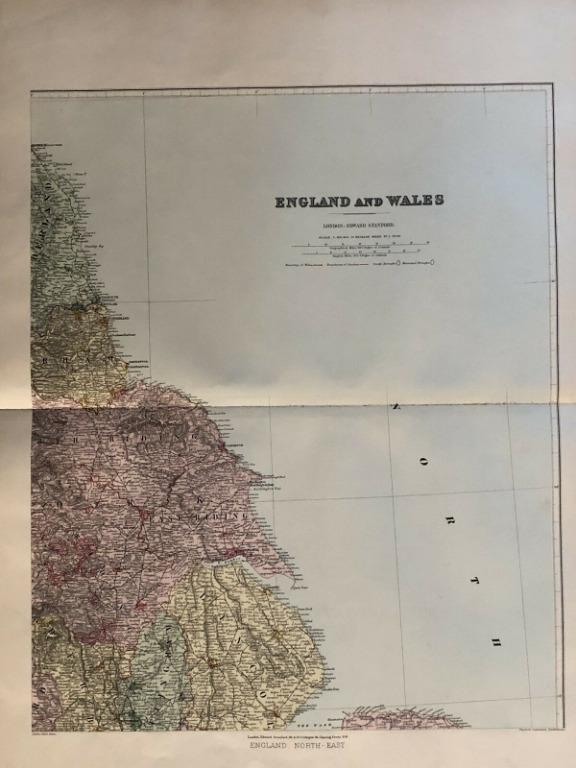 1894 England & Wales Huge Map On Four Sheets From Edward Stanford’s ...