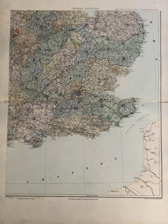 1894 England & Wales Huge Map On Four Sheets From Edward Stanford’s ...