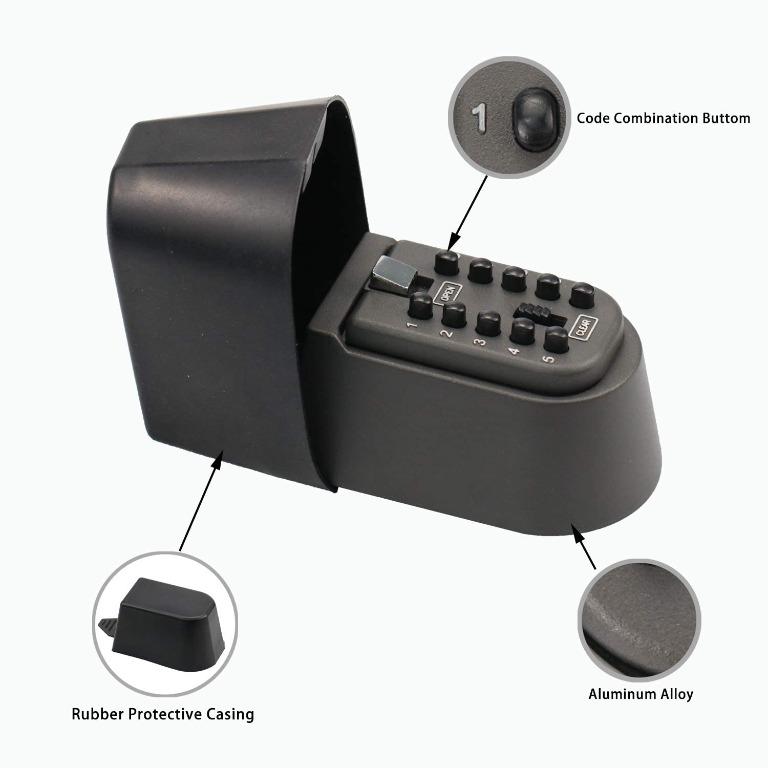 Outdoor Wall Mounted Key Storage Lock Box 10 Digit Button Combination ...
