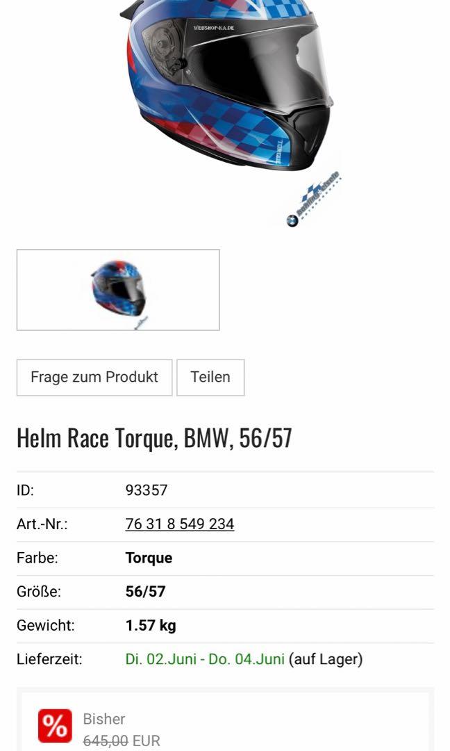 BMW MOTORRAD RACE TORQUE MOTORCYCLE HELMET , 電單車買賣 - Carousell