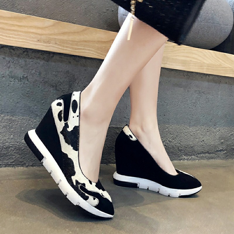 Cow print wedges/platform heels, Women's Fashion, Footwear, Heels on ...