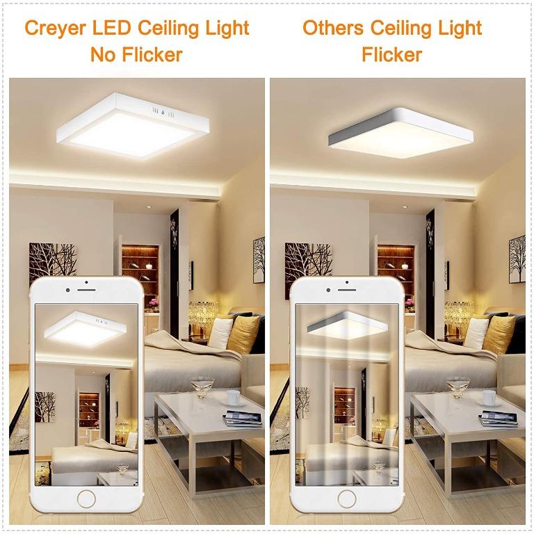 Creyer Modern Square 24W LED Ceiling Lights, Equivalent to 150W Bulbs ...