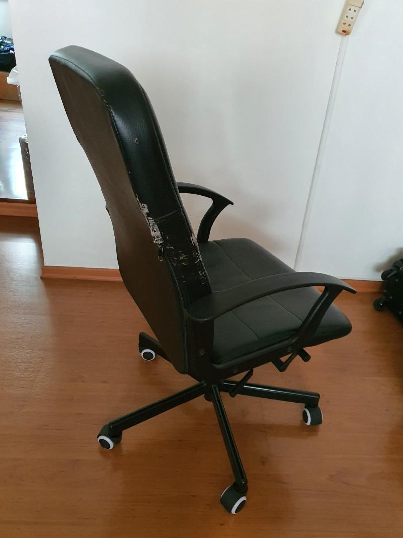 Old Fake Leather Office Chair from IKEA, Furniture & Home Living ...