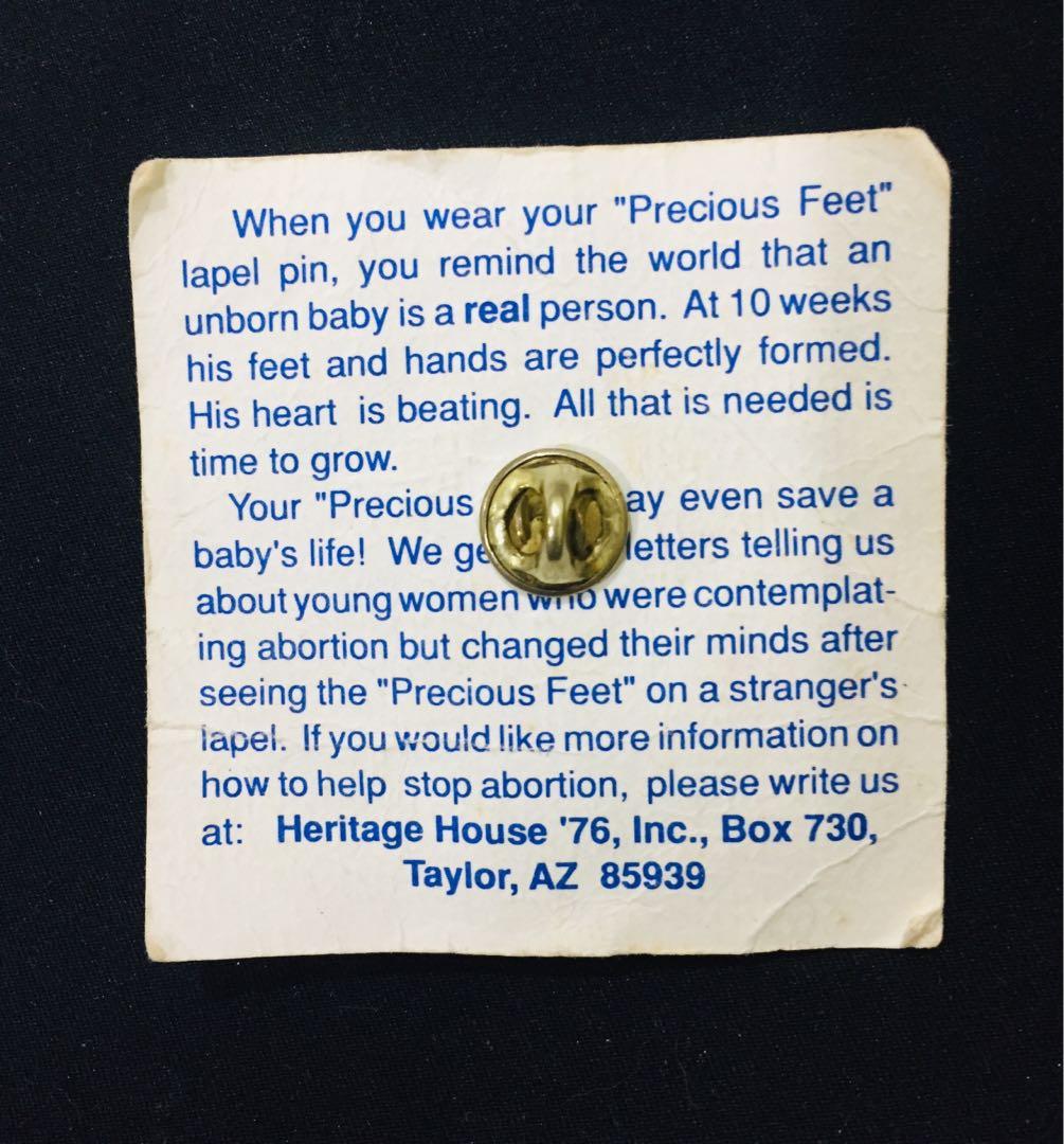 "Precious feet" pro life symbol lapel pin, Hobbies & Toys, Memorabilia ...