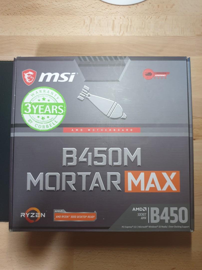 MSI B450M Mortar Max, micro ATX motherboard for AMD Ryzen CPU ...