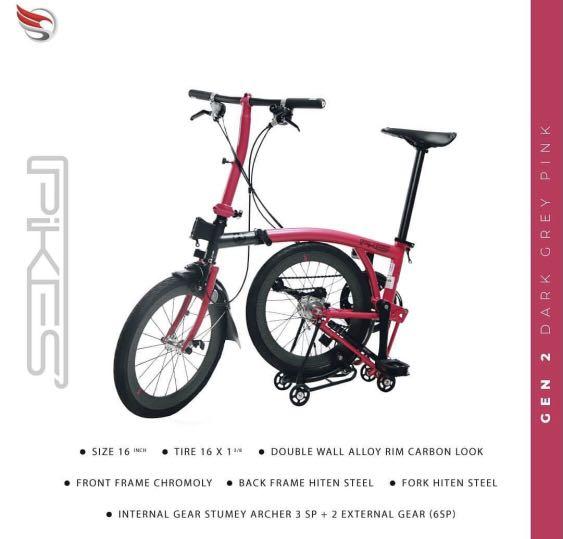 Pikes Gen 2 Limited Edition Pev GREY PINK (Fold and Roll like BROMPTON ...