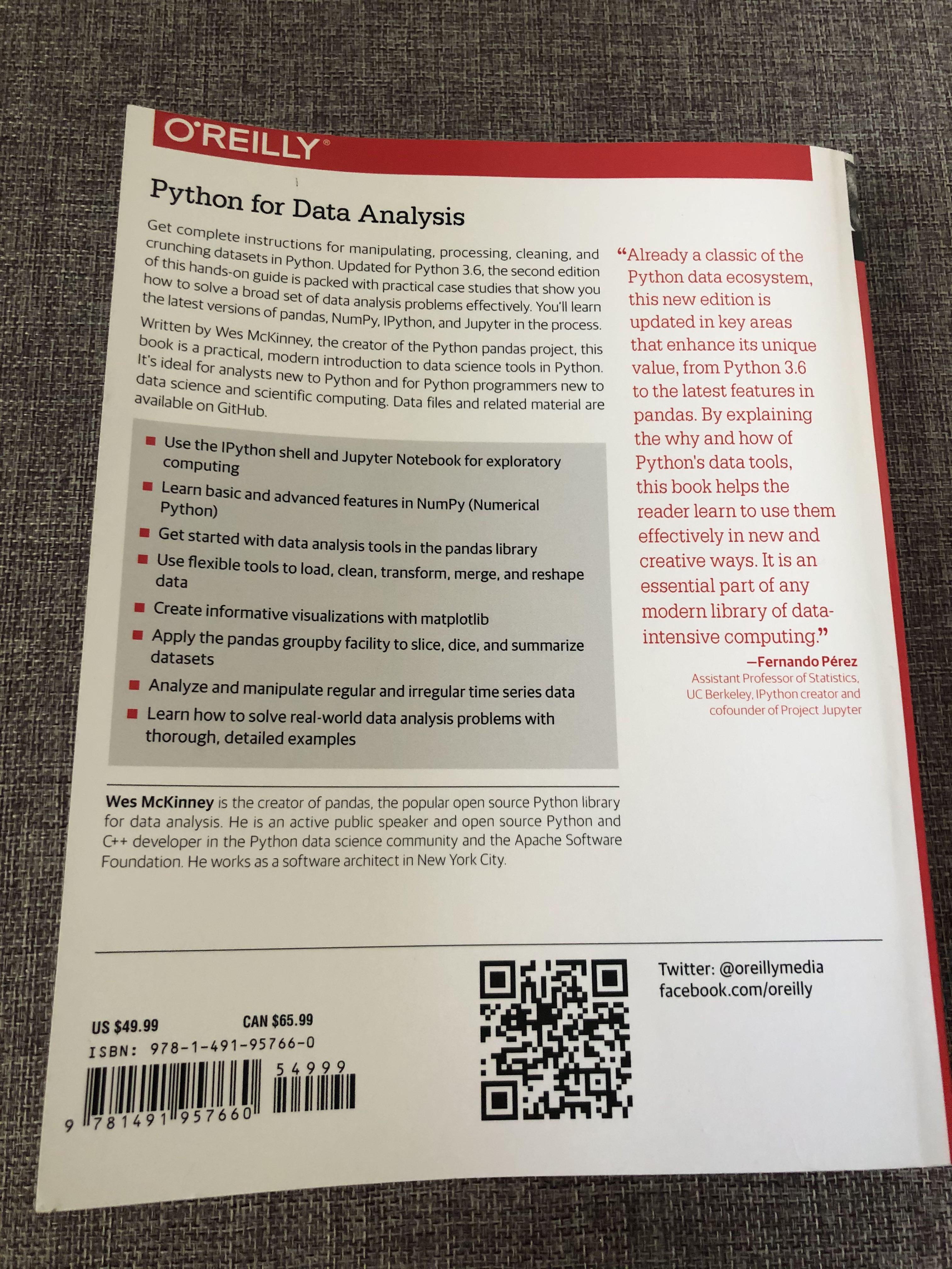 Python For Data Analysis By Wes Mckinney Book Computers And Tech Office And Business Technology On