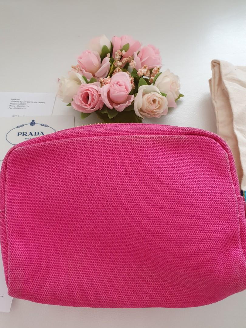 (RECEIPT) Authentic PRADA pink pouch, Luxury, Bags & Wallets on Carousell