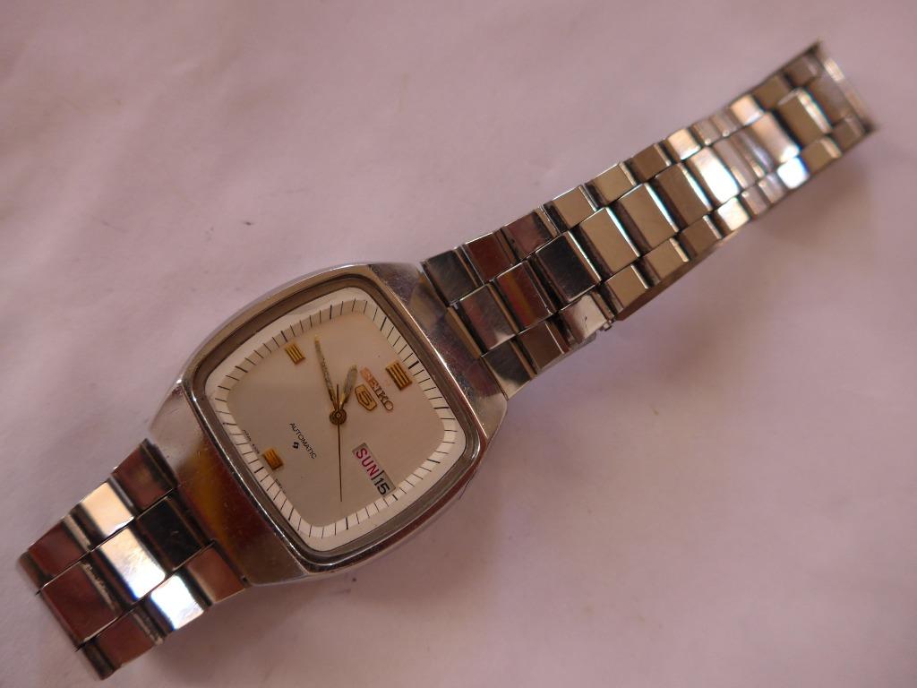 Seiko 5 Automatic Rectangular TV Silver Dial Watch, Men's Fashion ...