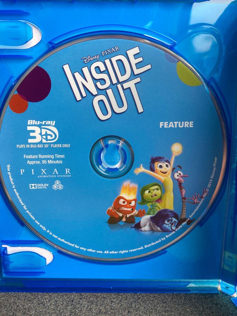 Disney Pixar Inside Out blu ray 3D + movie, Hobbies & Toys, Music ...