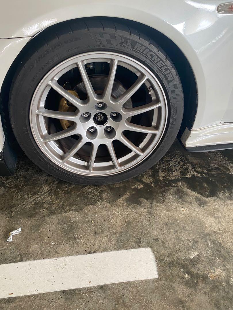 18” Evo x original stock rims can fit lancer ex, Car Accessories, Tyres ...