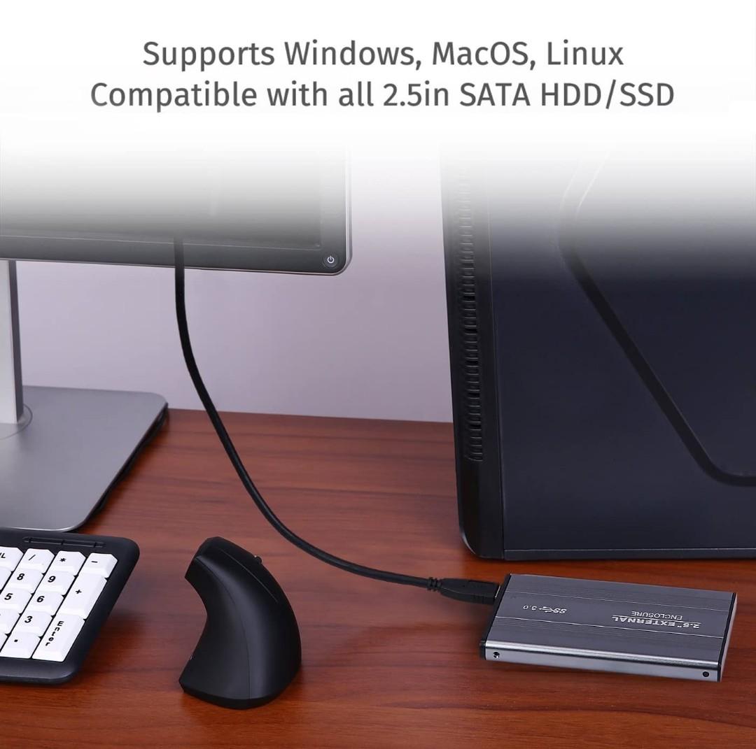 HDE External Hard Drive Enclosure USB 3.0 to SATA SSD and HDD Case 2.5 ...