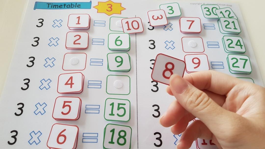 Interactive Multiplication / Timetable velcro learning, Hobbies & Toys ...