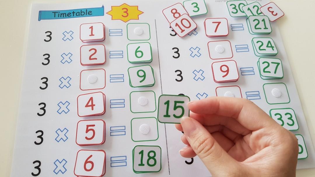 Interactive Multiplication / Timetable velcro learning, Hobbies & Toys ...