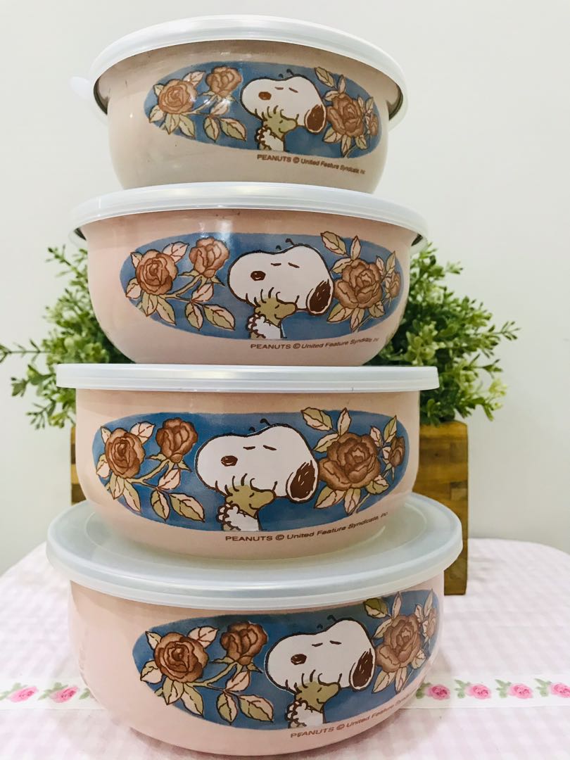 Peanuts snoopy metal container with lid set, Furniture & Home Living ...