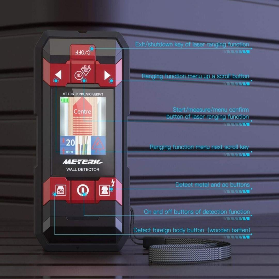 Stud Finder, Meterk 2 in 1 Wall Scanner Detector & Laser Distance ...