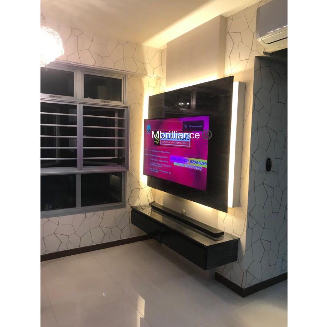 Full height tv console feature wall custom made, Furniture & Home ...