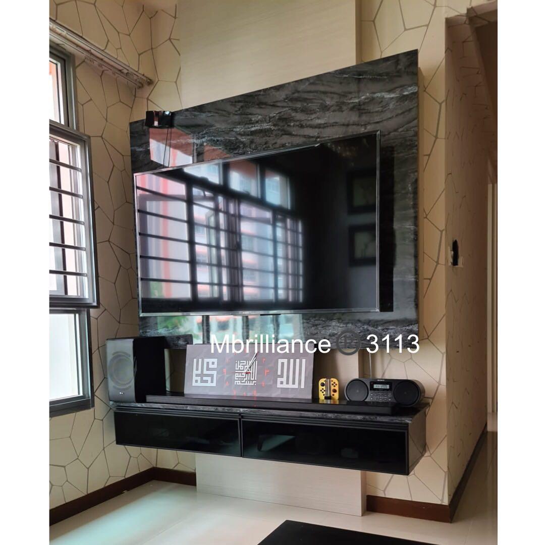 Full height tv console feature wall custom made, Furniture & Home ...