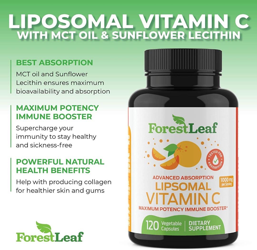 Natural Liposomal Vitamin C Immune System Booster 1000mg - with MCT Oil ...